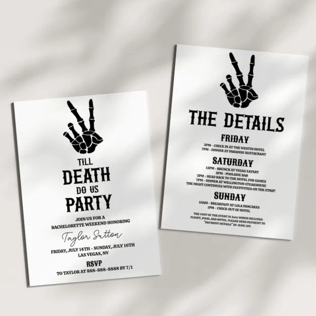Till Death Do Us Party Bachelorette Weekend Party Invitation | Zazzle