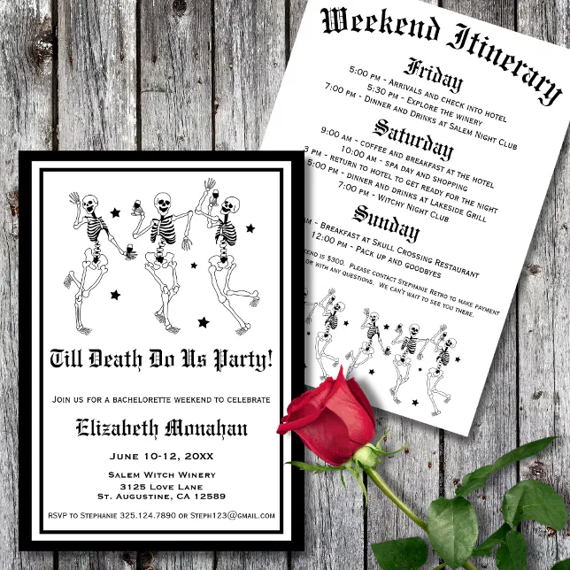 Till Death Do Us Party Skeleton Bachelorette Invitation | Zazzle