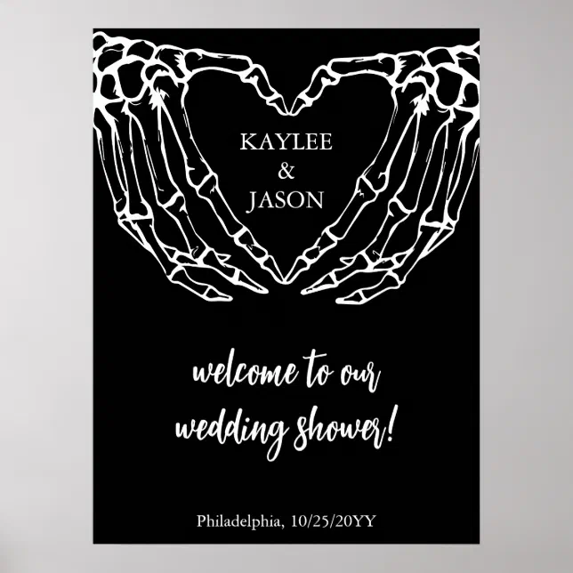 Till death Skeleton hands Couples shower welcome Poster | Zazzle