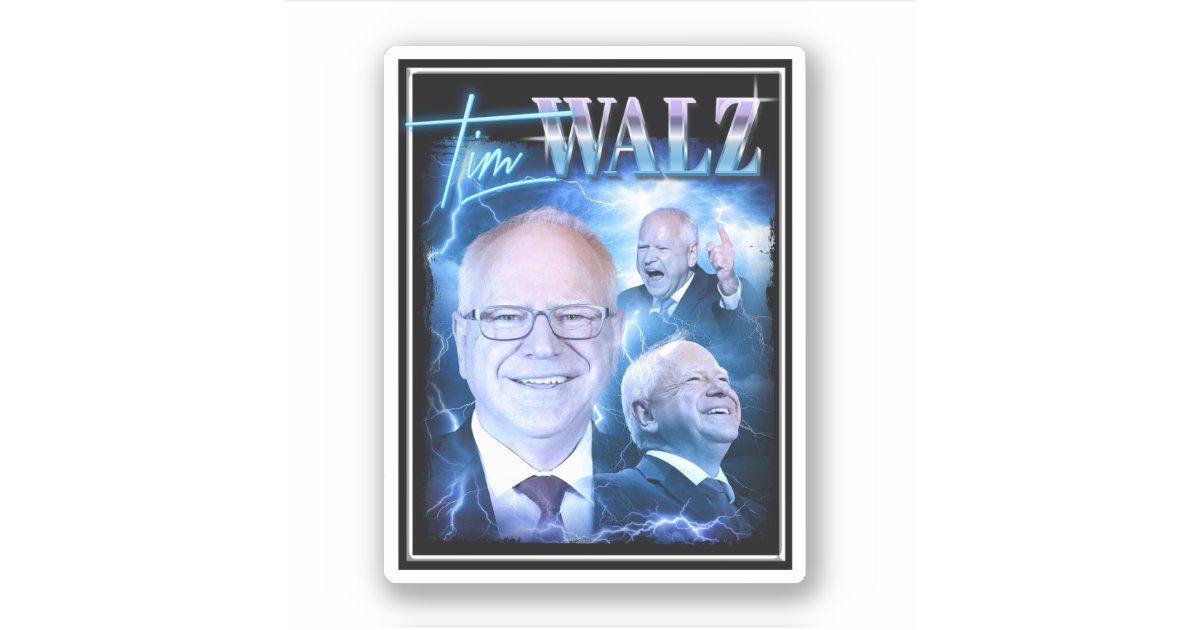 Tim Walz Retro 90s Sticker | Zazzle