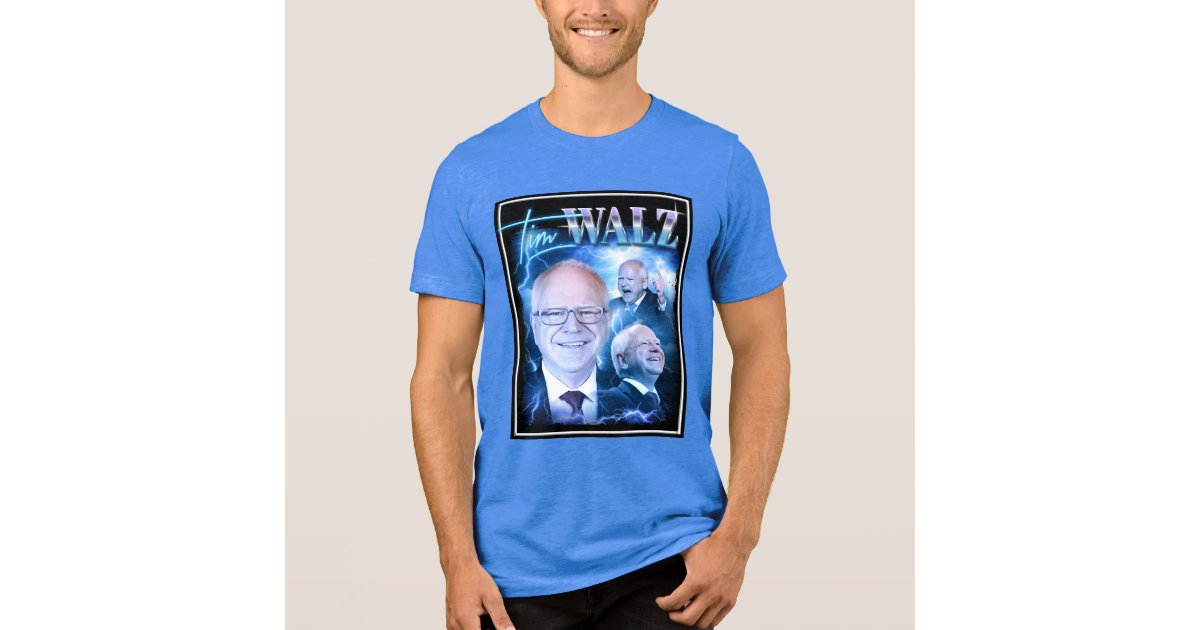 Tim Walz Retro 90s Tri-Blend Shirt | Zazzle
