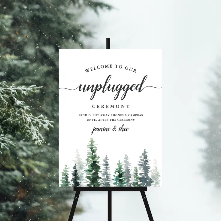 Timber Grove Unplugged Wedding Ceremony Sign | Zazzle