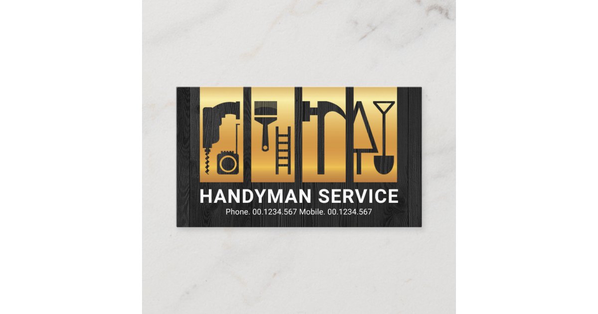 Timber Layer Gold Handyman Tools Business Card | Zazzle