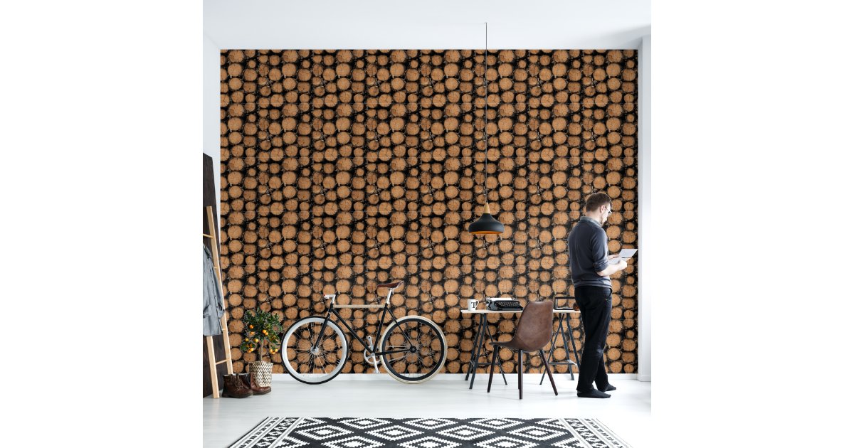 Timber logs wood stack lumberjack forestry pattern wallpaper | Zazzle
