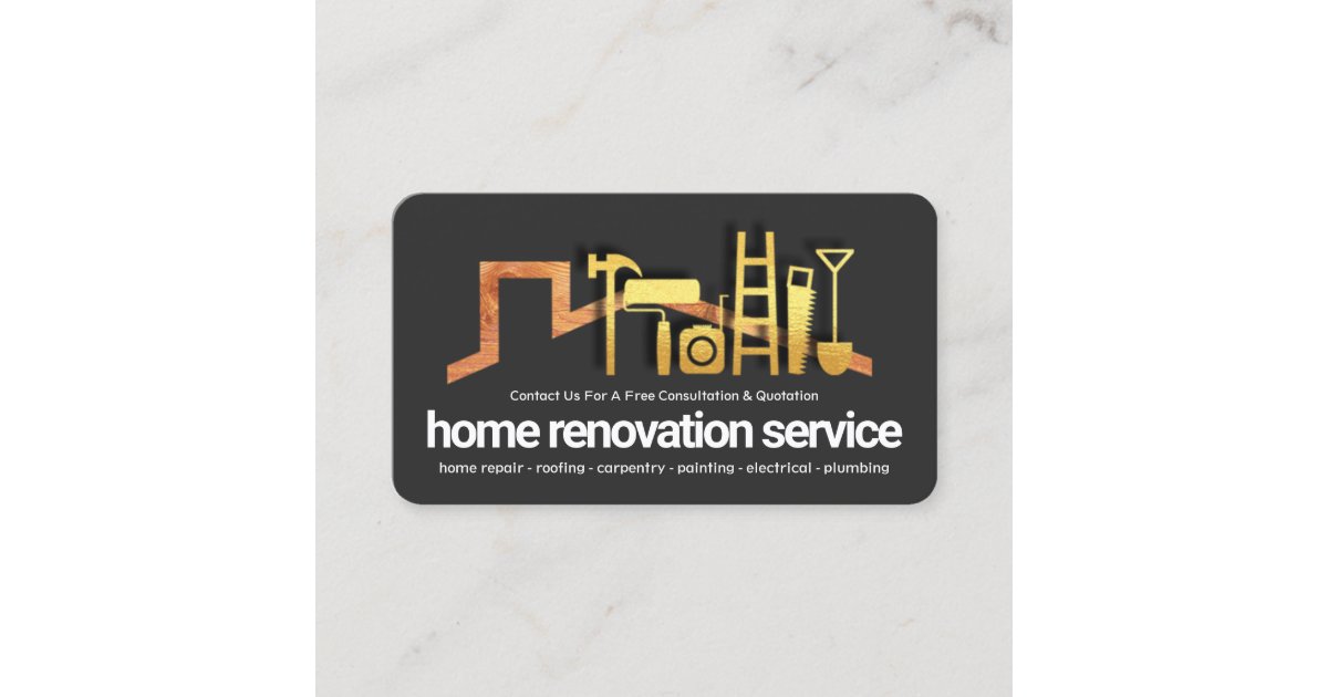 Timber Rooftop Gold Handyman Tools Business Card | Zazzle