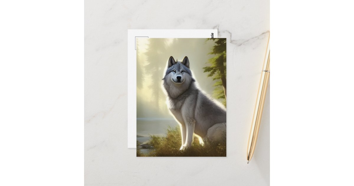 Timber Wolf Wildlife Portrait Postcard | Zazzle