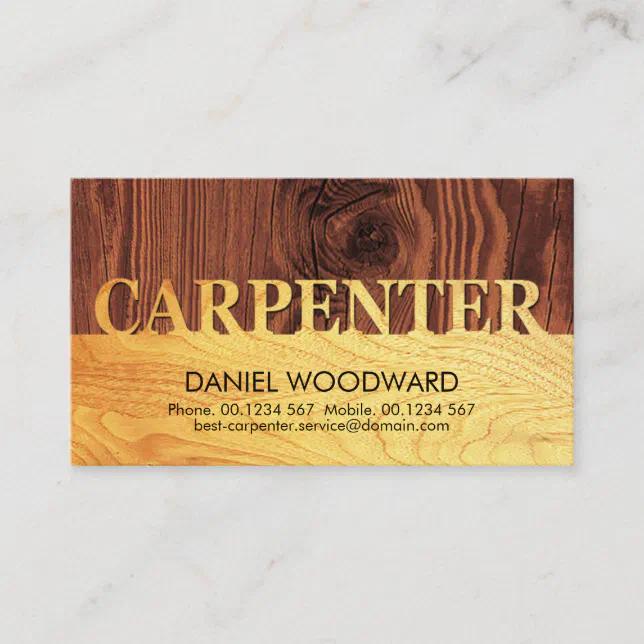 Timber Wood Carpenter Signage Woodwork Carpentry Business Card | Zazzle