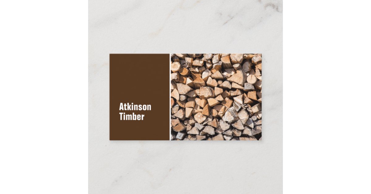 Timber Yard Firewood Brown Minimal Business Card | Zazzle