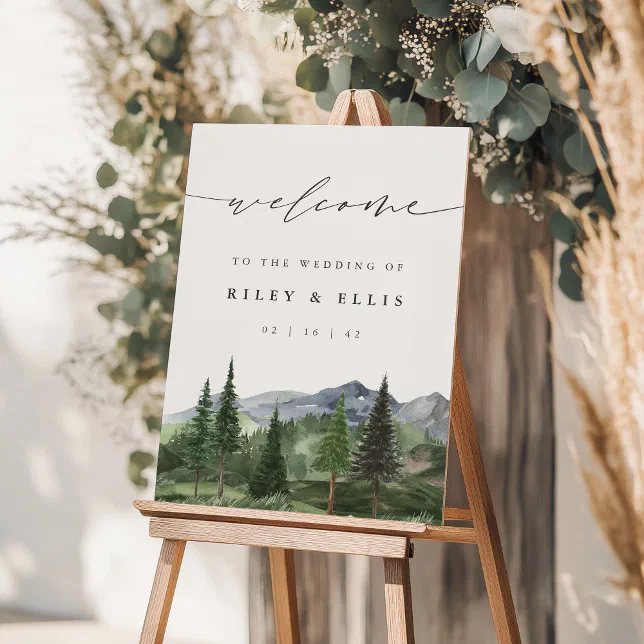 Timberline | Mountain Forest Wedding Welcome Sign | Zazzle