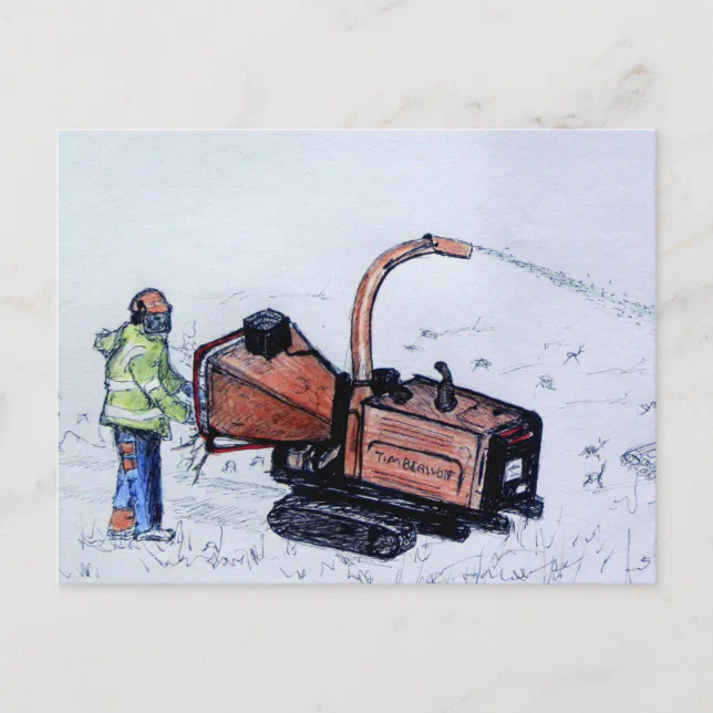 Timberwolf wood chipper postcard | Zazzle