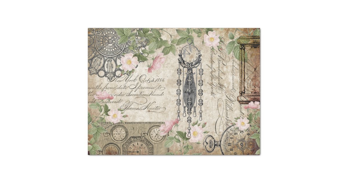 TIME AFTER TIME VINTAGE TISSUE PAPER | Zazzle.com
