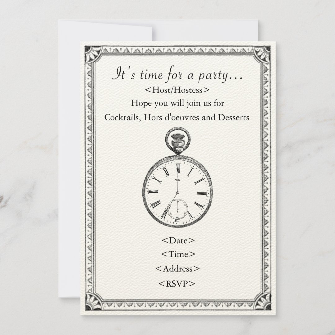 Time and Clock Themed Party Invitation | Zazzle