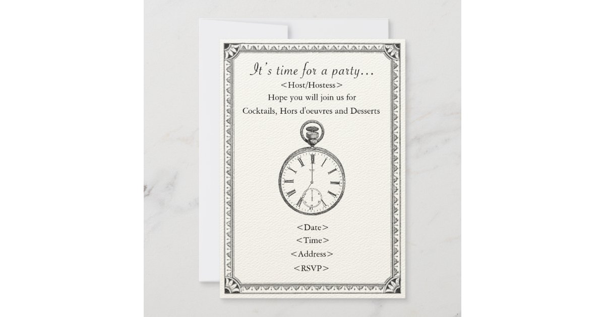 Time and Clock Themed Party Invitation | Zazzle