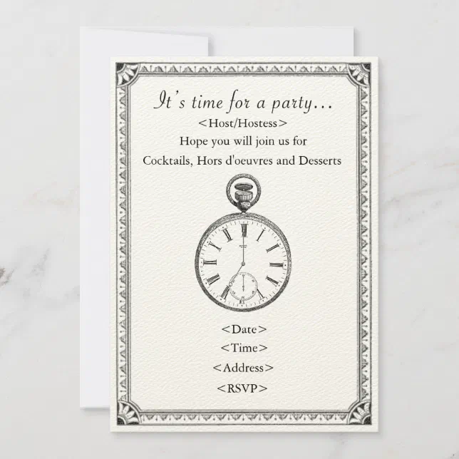 Time and Clock Themed Party Invitation | Zazzle