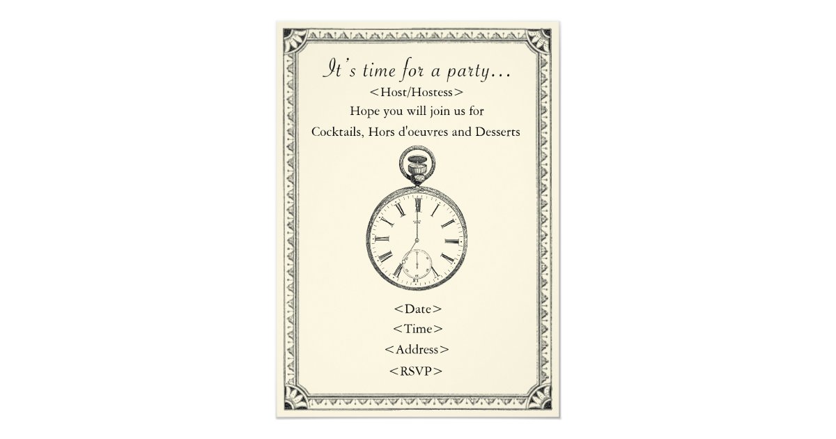 Time and Clock Themed Party Invitation | Zazzle.com