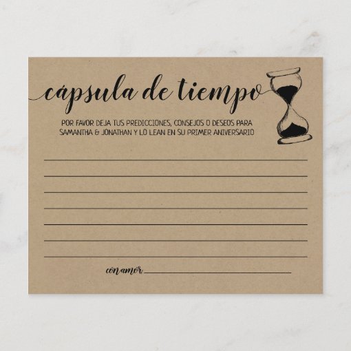 Time capsule advice couple shower english spanish | Zazzle