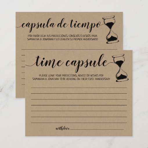 Time capsule advice couple shower english spanish | Zazzle