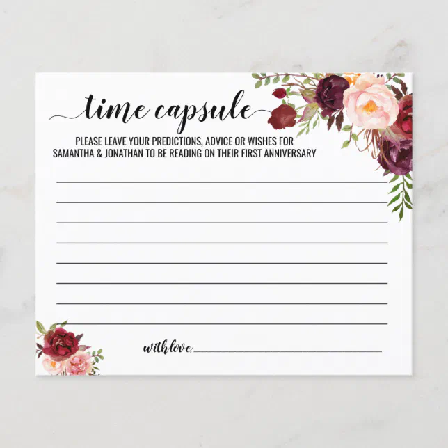 Time capsule advice couple shower english spanish | Zazzle