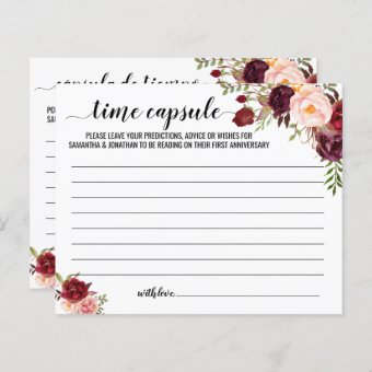 Time capsule advice couple shower english spanish | Zazzle