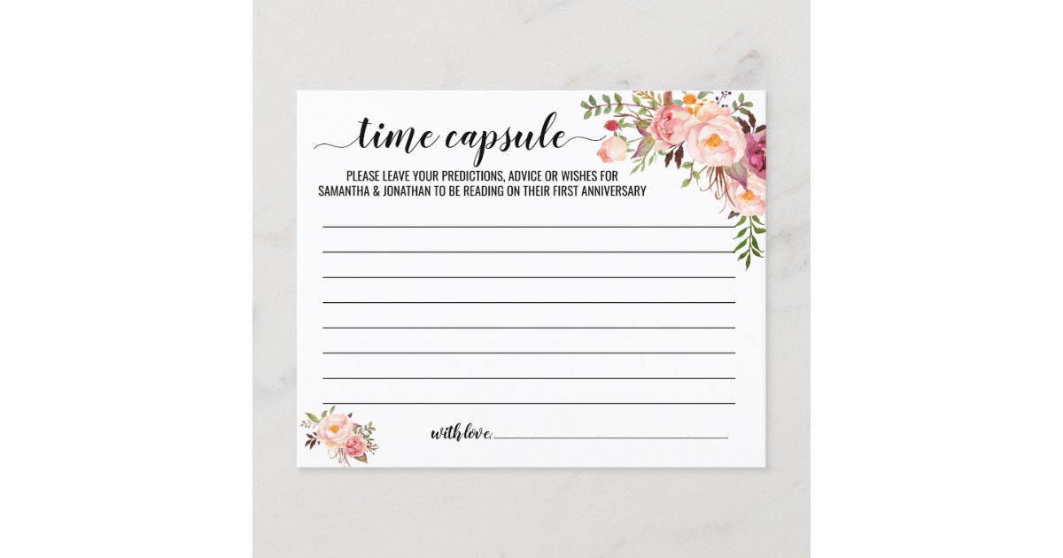 Time capsule advice couple shower english spanish | Zazzle