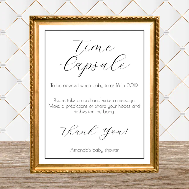 Time Capsule Minimalist Baby Shower Game Poster | Zazzle
