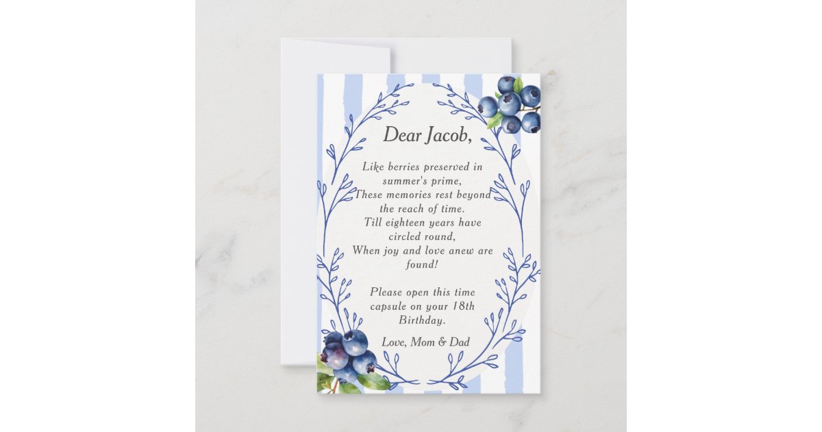 Time Capsule Poem Blueberry Letter note Invitation | Zazzle