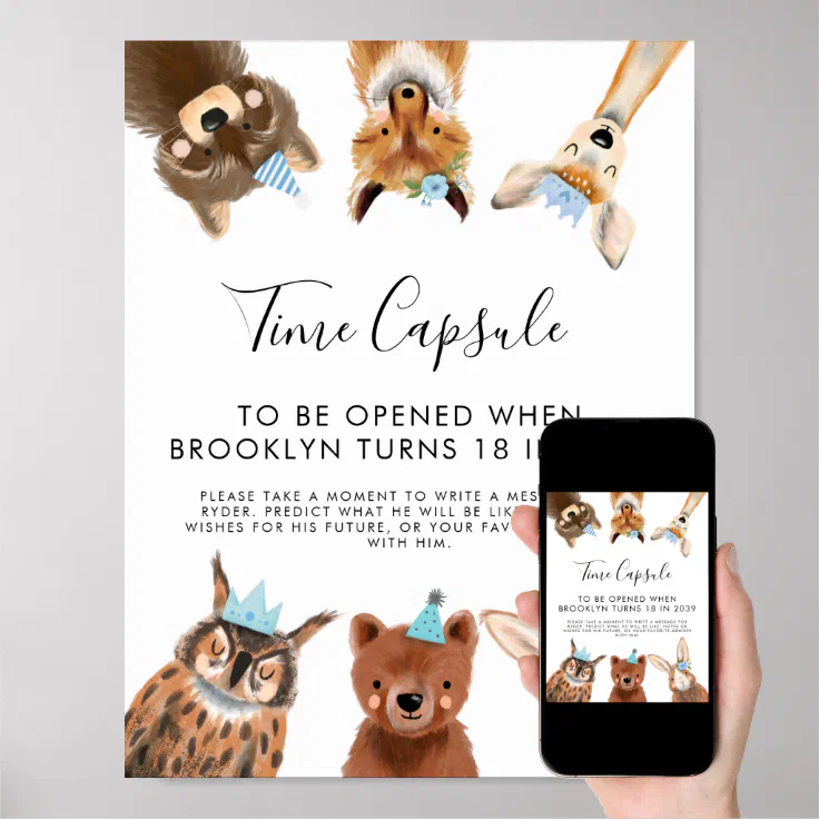 Time Capsule Sign | Boy Woodland Birthday Party | Zazzle