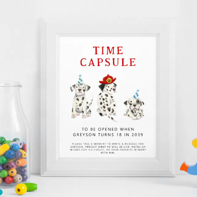 Time Capsule Sign | Firefighter Birthday Party | Zazzle