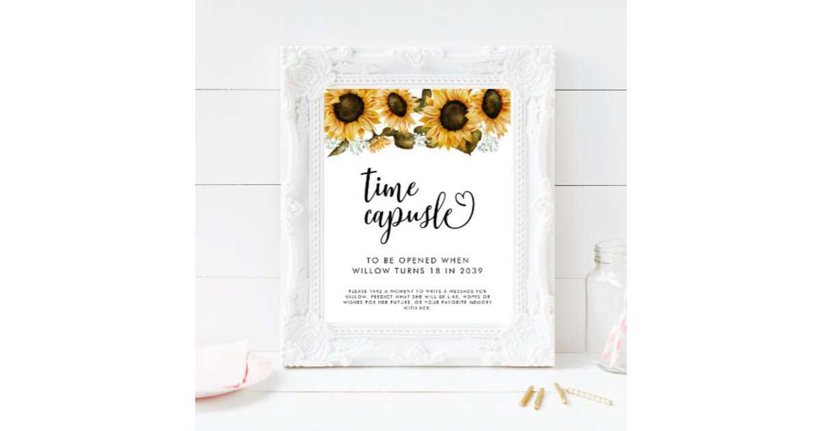 Time Capsule Sign | Sunflower Birthday Party | Zazzle