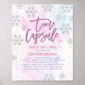 Time Capsule Silver Snowflake Glitter Magenta Poster | Zazzle