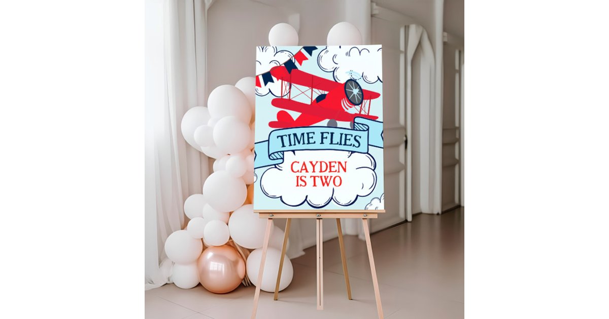 Time Flies Airplane Birthday Foam Board | Zazzle