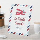 Time Flies Airplane Birthday In Flight Snacks Pedestal Sign | Zazzle