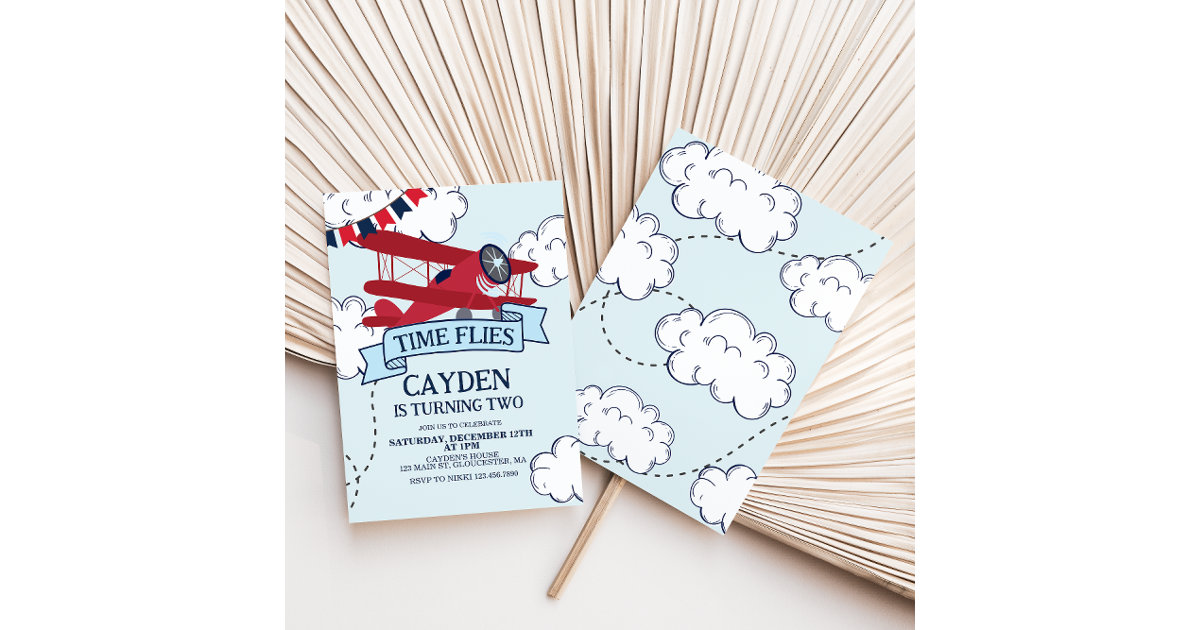 Time Flies Airplane Birthday Invitation | Zazzle