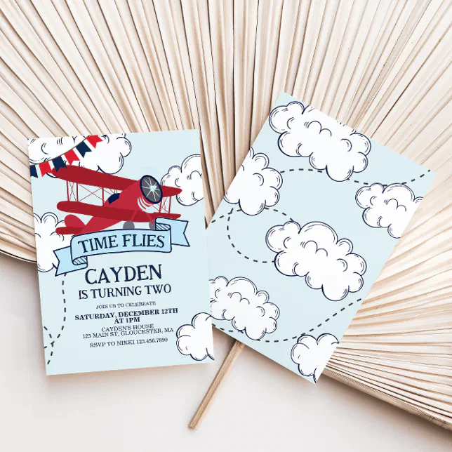 Time Flies Airplane Birthday Invitation | Zazzle