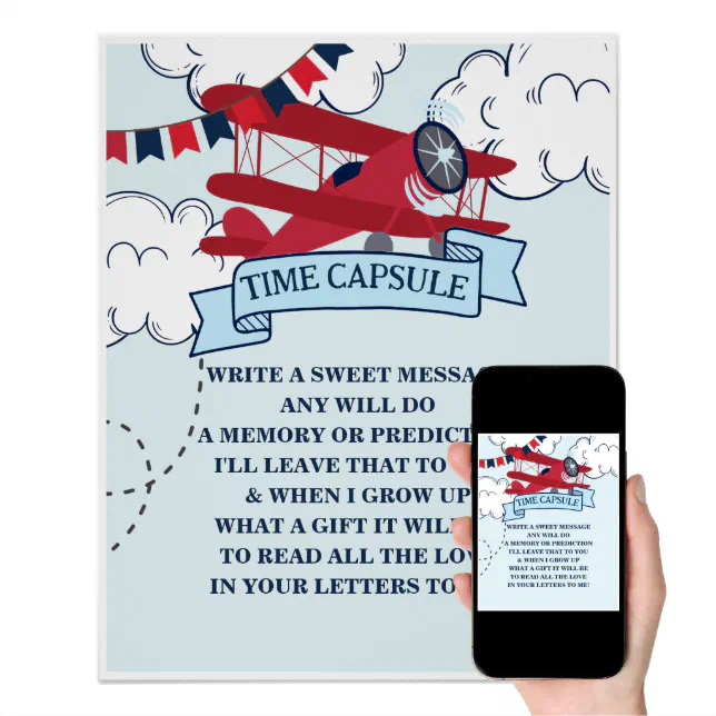 Time Flies Airplane Birthday Time Capsule Poster | Zazzle