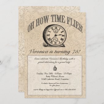 Time Flies Clock Invitation - Vintage | Zazzle