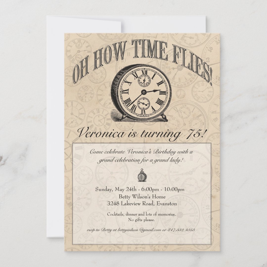 Time Flies Clock Invitation - Vintage | Zazzle