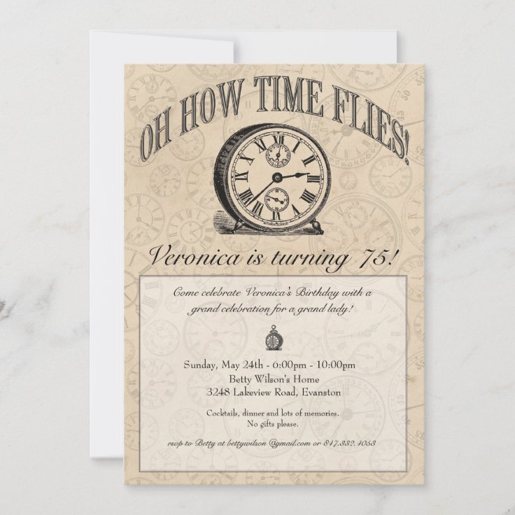 Time Flies Clock Invitation - Vintage | Zazzle