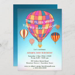 Time Flies Hotair Balloons | Birthday Invitation | Zazzle