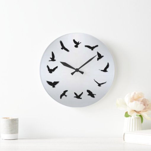 Time Flies Minimalist Novelty Bird Wall Clock | Zazzle