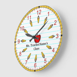 Time For Class - Numbered (Personalized) Large Clock | Zazzle