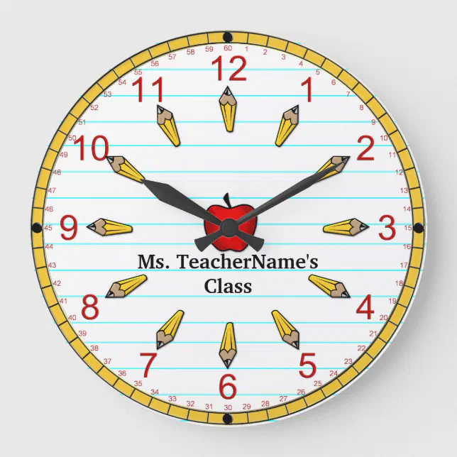 Time For Class - Numbered (Personalized) Large Clock | Zazzle