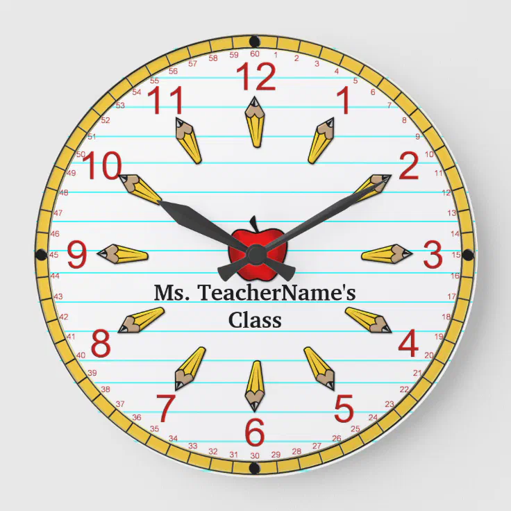 Time For Class - Numbered (Personalized) Large Clock | Zazzle
