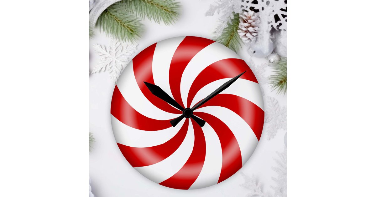 Time for Peppermint Candy Clock | Zazzle