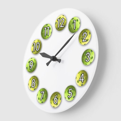 Time for Pickleball - Green/White - Large Clock | Zazzle