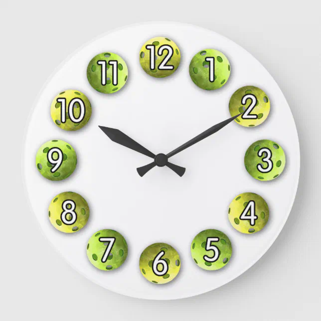 Time for Pickleball - Green/White - Large Clock | Zazzle