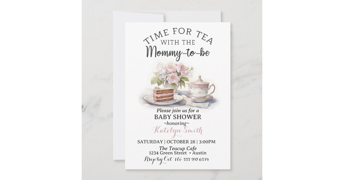 Time For Tea Baby Shower Floral Tea Time Invitation | Zazzle