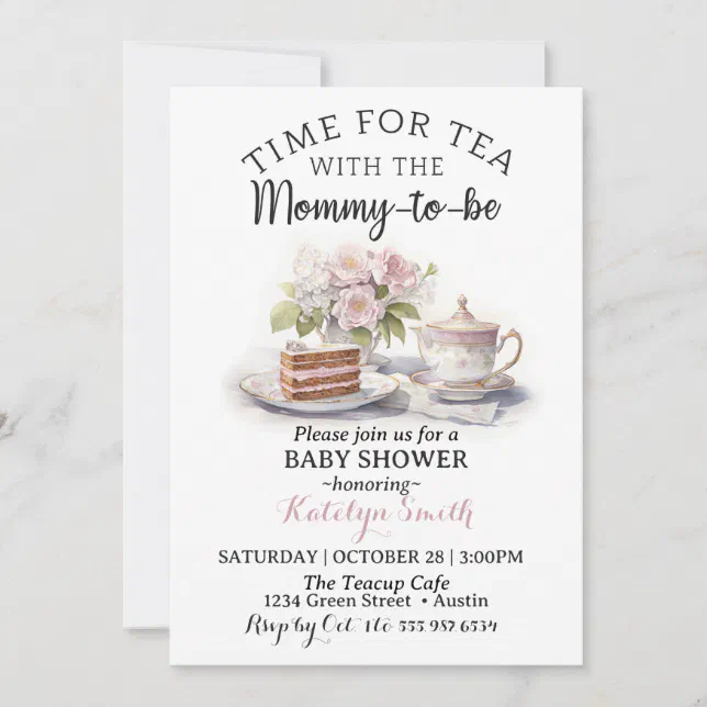 Time For Tea Baby Shower Floral Tea Time Invitation | Zazzle