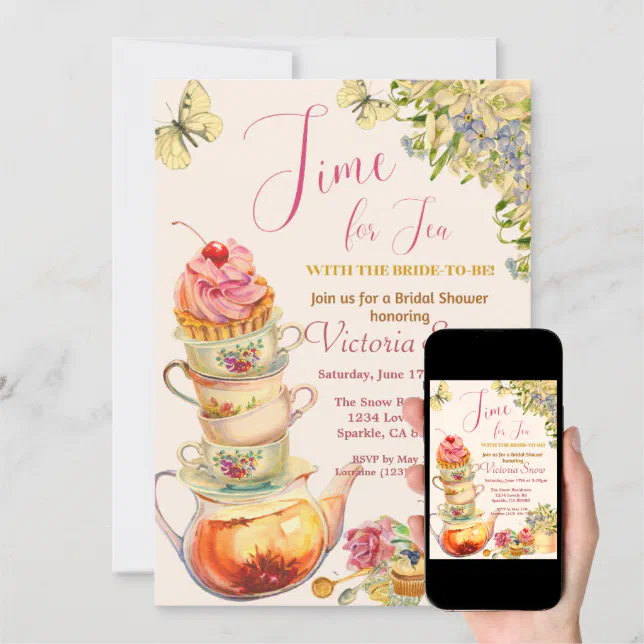 Time for Tea Bridal Shower Invitation | Zazzle