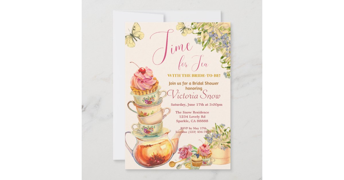 Time for Tea Bridal Shower Invitation | Zazzle